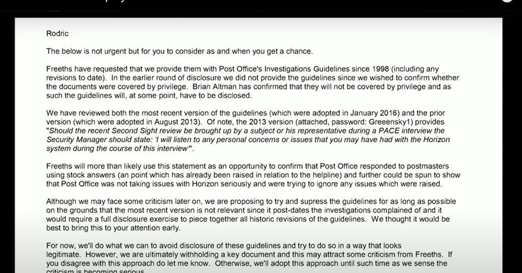 Post Office Inquiry: live | Law Gazette